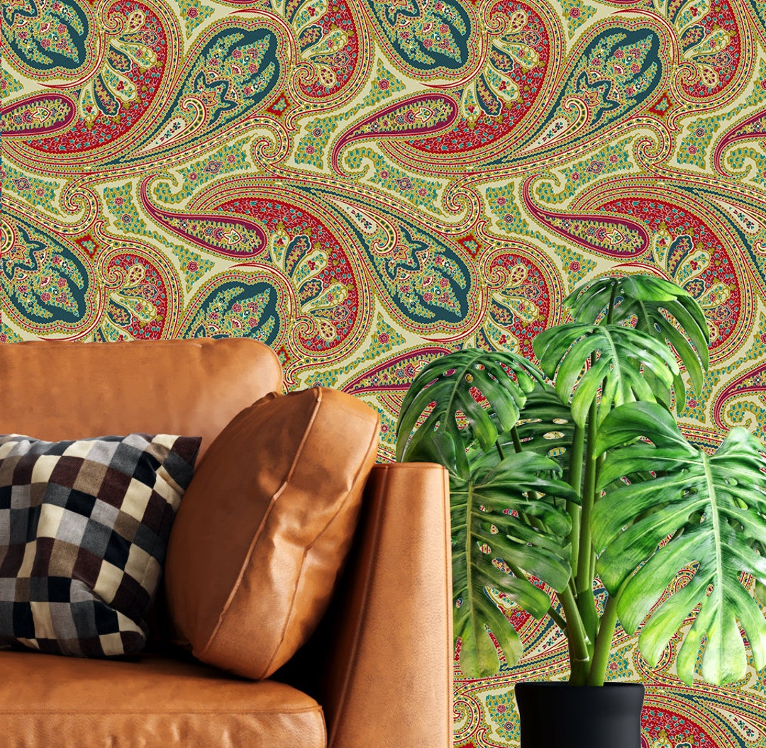 Wallpaper Paisley Wallpaper Design Wallpaper Peel and Stick - Etsy
