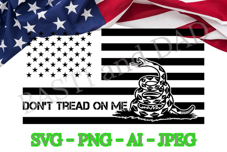Don't Tread on Me Snake on US Flag SVG PNG Ai and Jpeg - Etsy