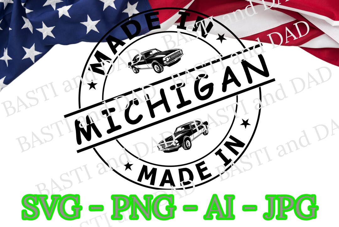 Michigan Stamp SVG: Made in Michigan, US State (cut File) - Etsy