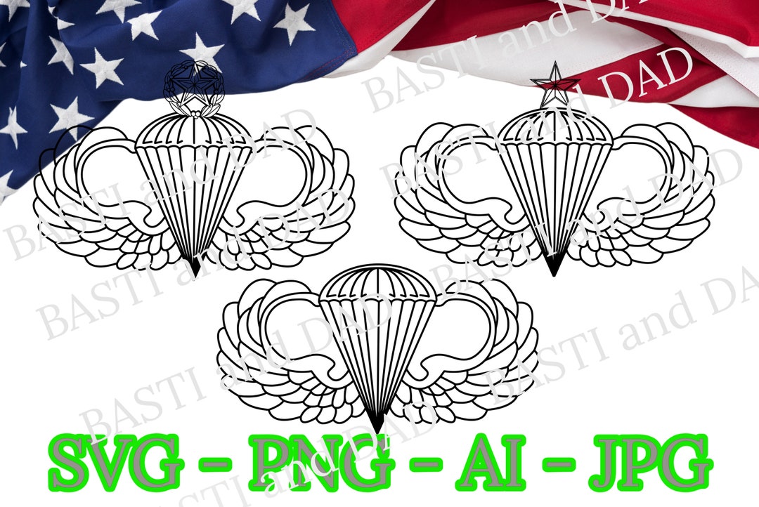 US Army Airborne Jump Wings SVG, PNG, Ai and Jpeg, Senior Jump Wings ...