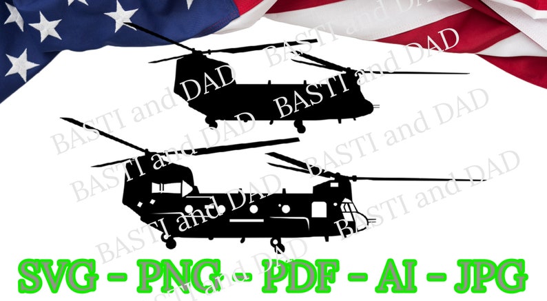 Boeing CH-47 Chinook Silhouette Svg, Vector PNG, Chinook Helicopter ...