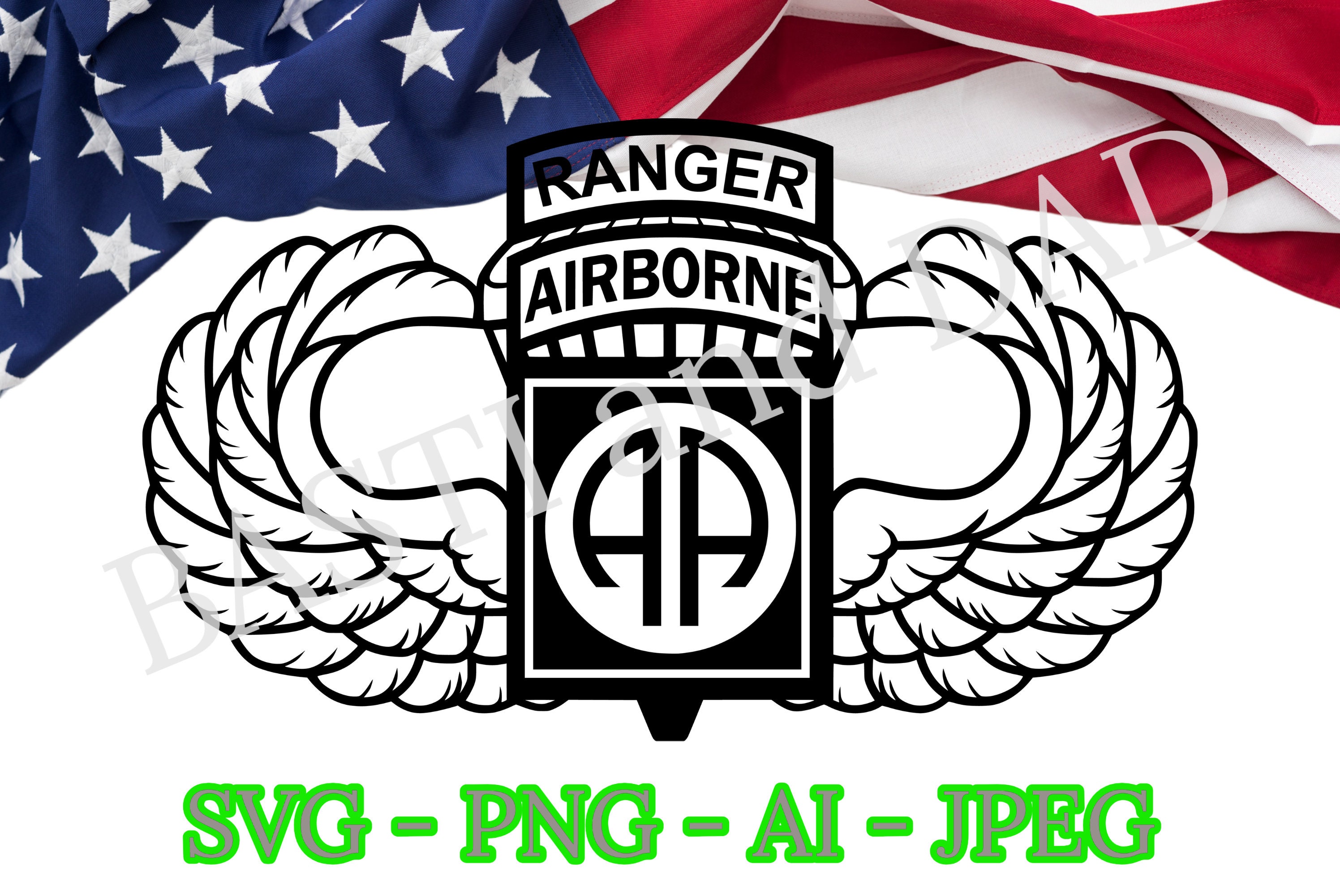 US Army 82nd Airborne Ranger Wings SVG, PNG, Ai and Jpeg, Special ...