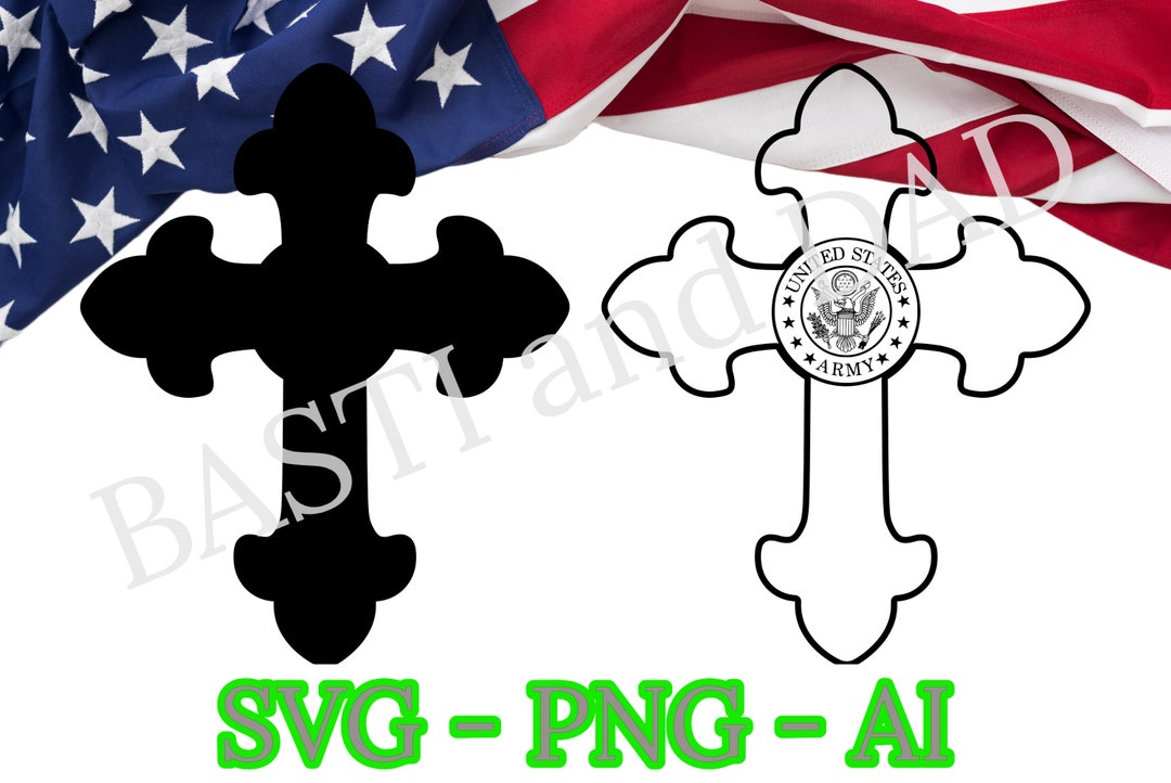 US Army Cross SVG, Infantry and Cavalry Png, Double Layer Png Christian ...