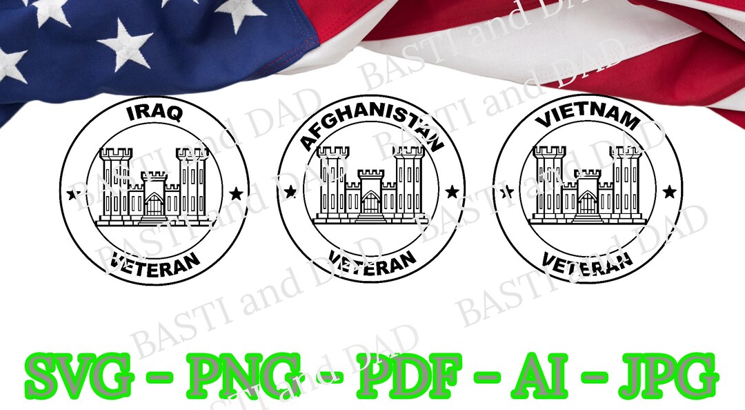 US Combat Engineer Military Veteran SVG, Png, Ai, Pdf and Jpeg, Iraq ...
