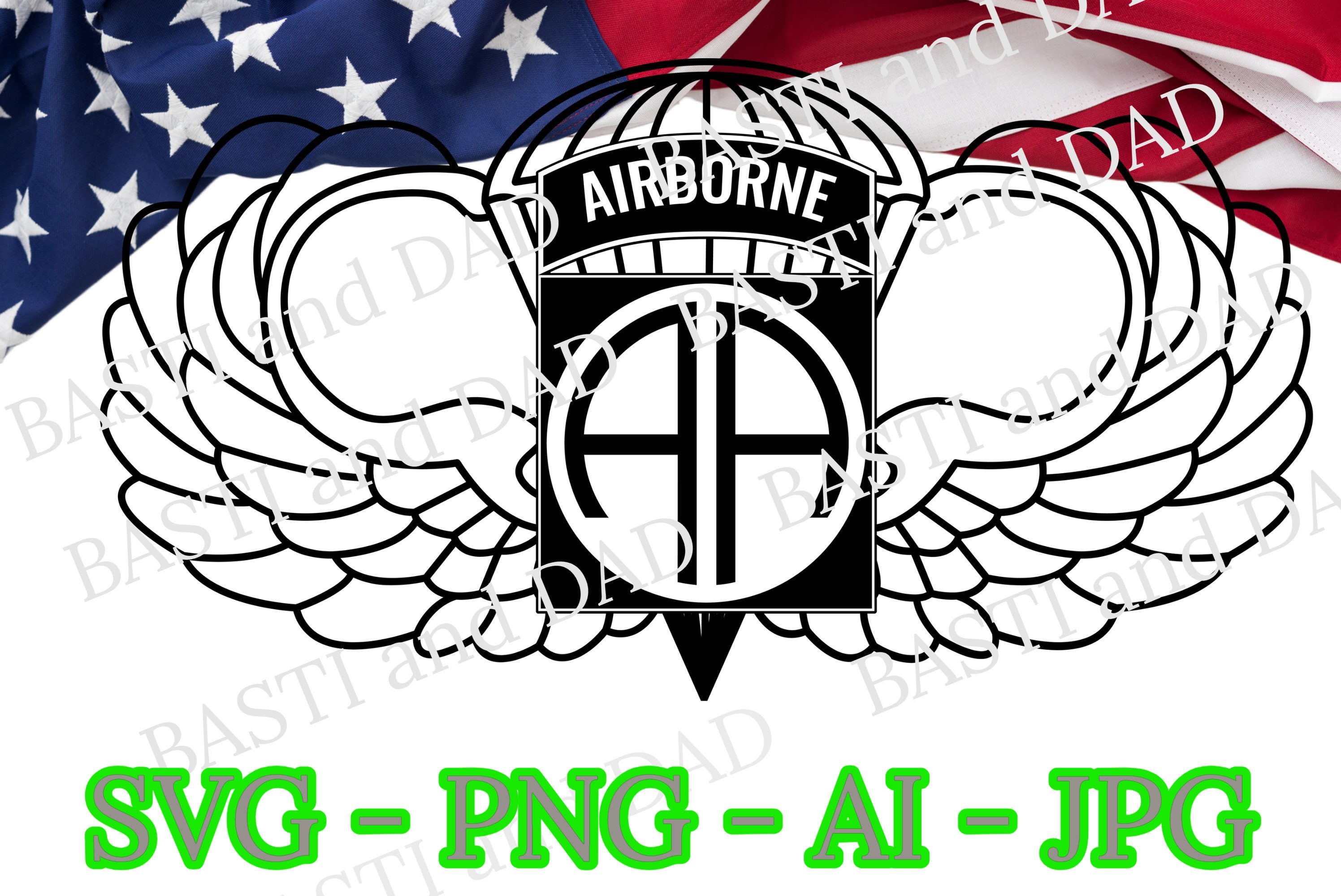 US Army 82nd Airborne Wings SVG, PNG, Ai and Jpeg, Special Forces ...