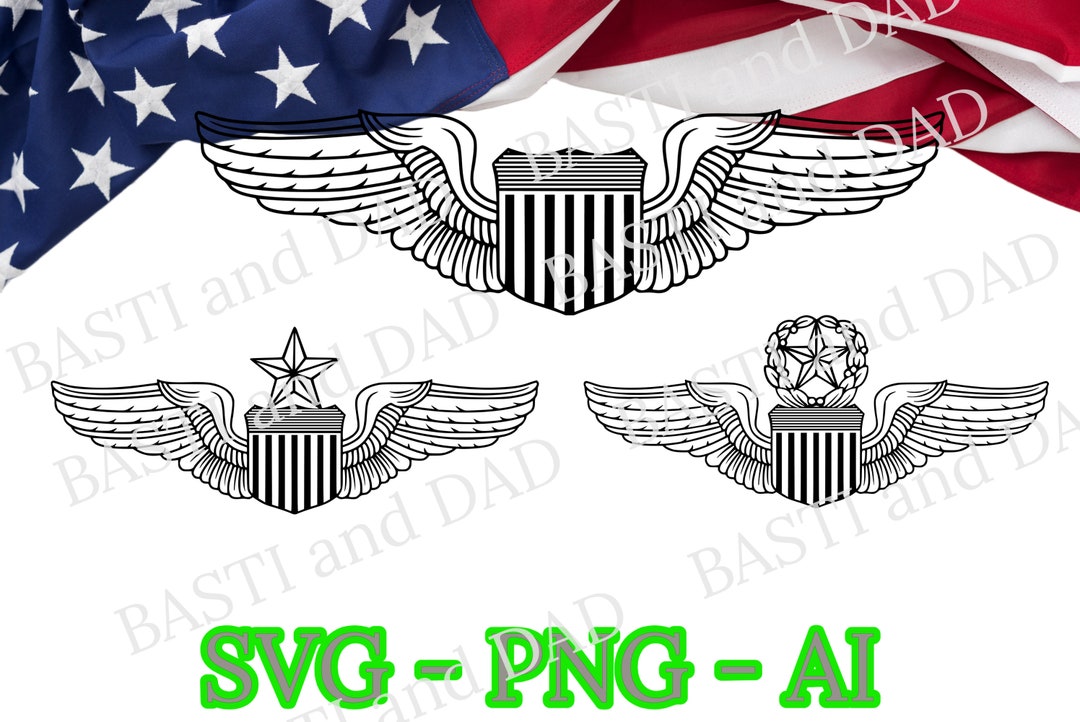 US Air Force Pilot Wings Svg, Png, Ai, Air Force, USAF Wings, Senior ...