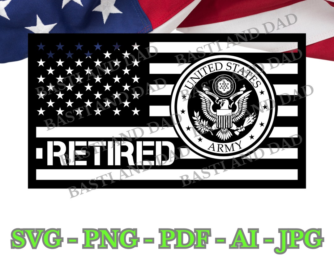 US Flag Army Retired SVG, PNG, Ai and Jpeg, Special Forces, Airborne ...
