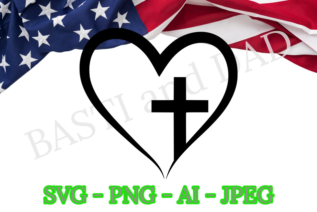 Jesus Cross Love Heart SVG, PNG, Ai and Jpeg, Christ File, Christian ...