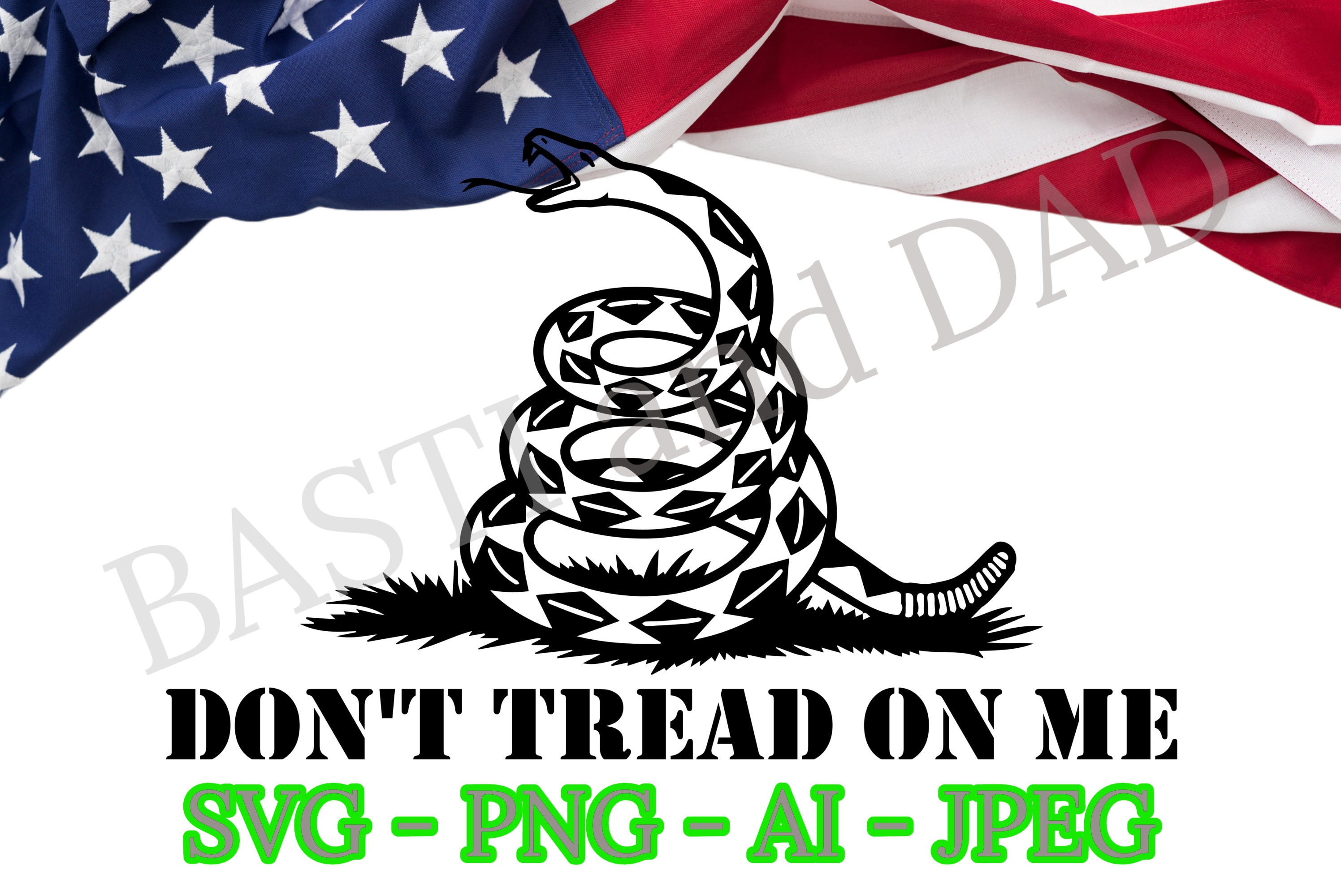 Don't Tread on Me Snake SVG, PNG, Ai and Jpeg, Patriotic File, - Etsy