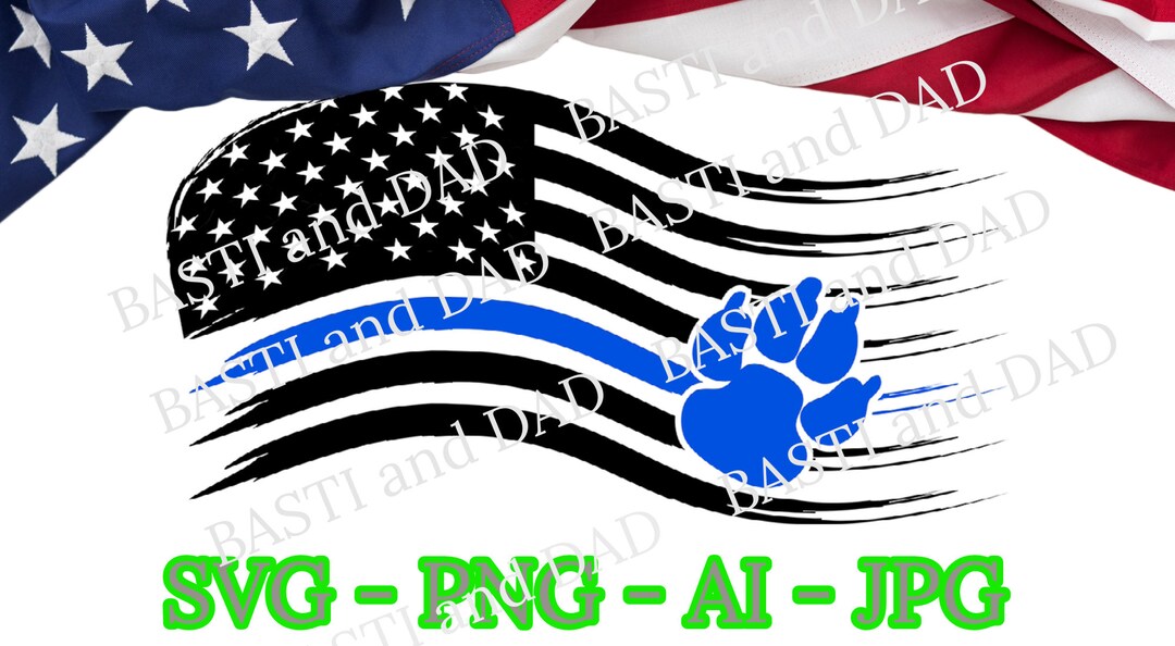 Blue Line K9 Police Dog Paw Print Flag Police Officer SVG, PNG, Ai and ...