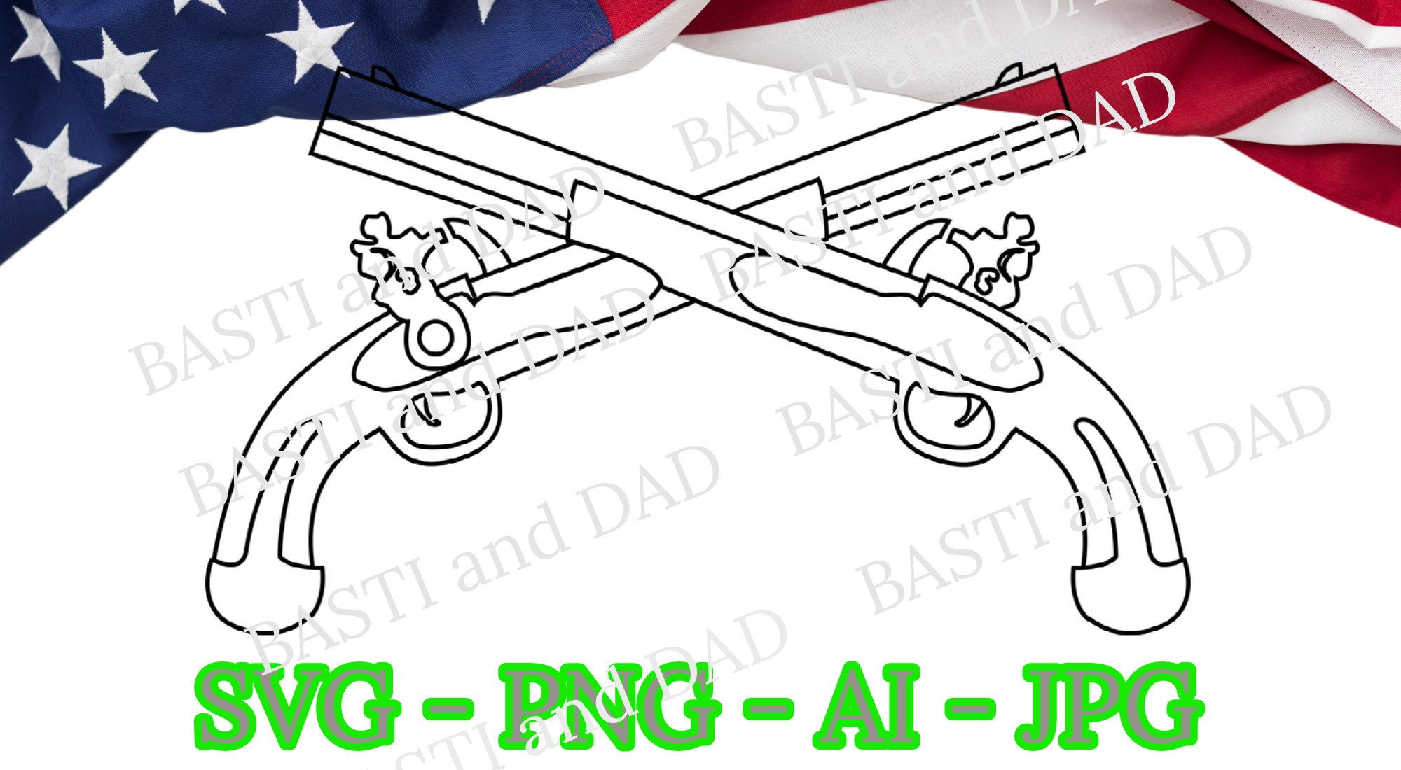 Military Police Crossed Pistols Clipart