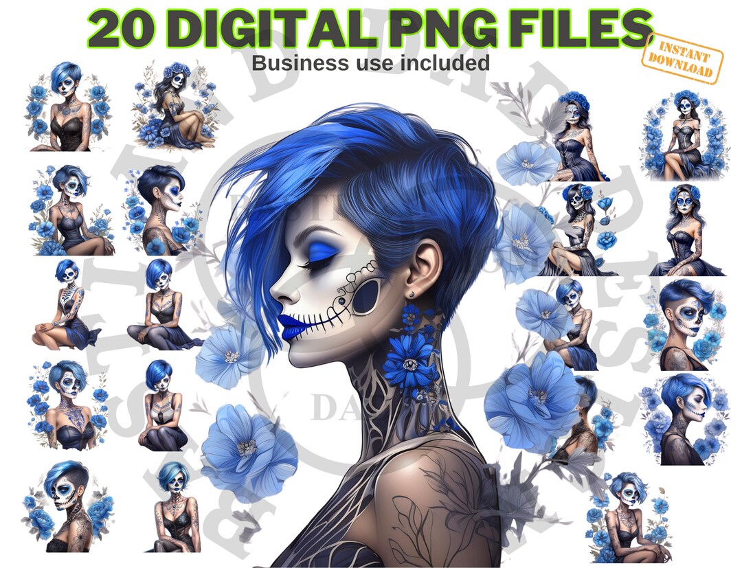 Cool Badass Sexy Modern Short Hair La Catrina 20oz PNG, Sophisticated ...