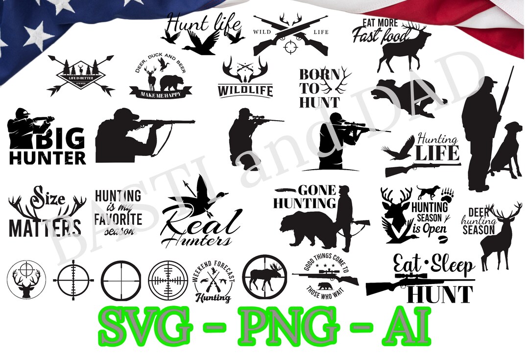 Hunting SVG Bundle: Deer, Duck, Dog Hunting Designs (PNG, AI) - Etsy