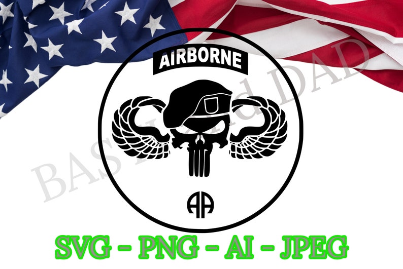 US Army 82nd Skull and Airborne Wings SVG, PNG, Ai and Jpeg, Special ...