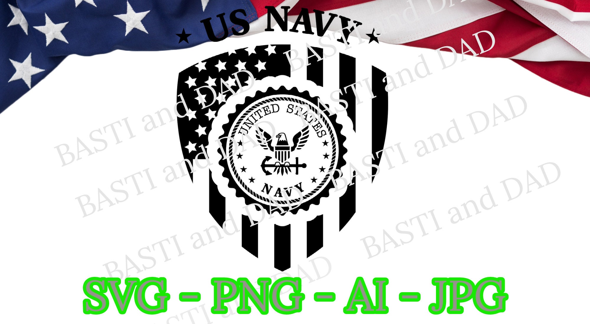 US Navy Shield Flag Eagle Anchor Logo SVG, PNG, Ai and Jpeg Seal's ...