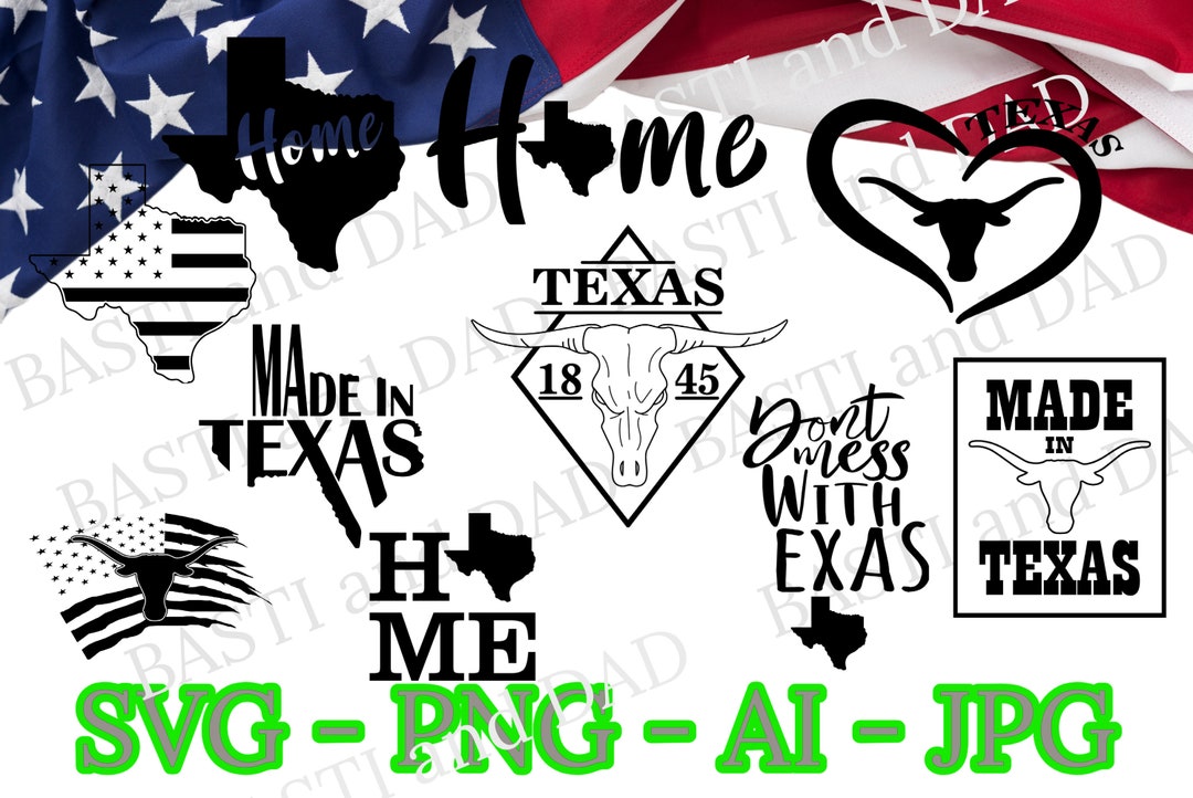 Texas SVG File Package, Png, Ai and Jpeg, Home is Texas, Texas Big ...