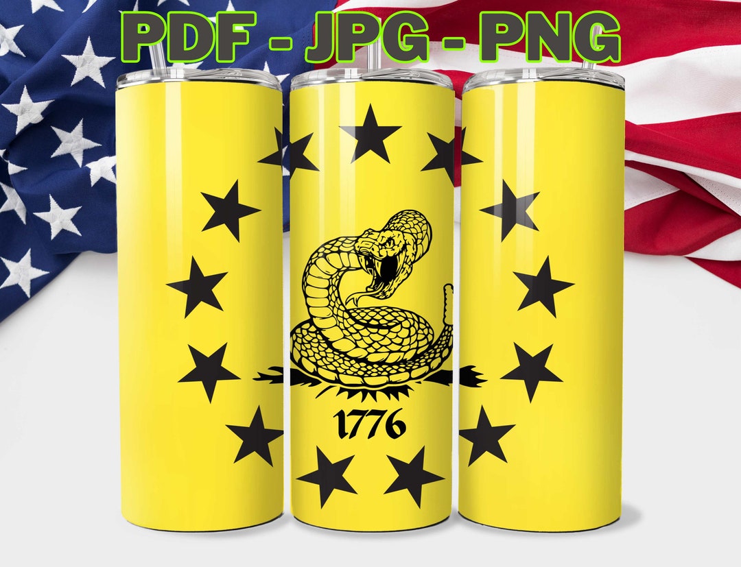 Gadsden Snake 1776 20oz Skinny Tumbler Png Sublimation Design Download ...