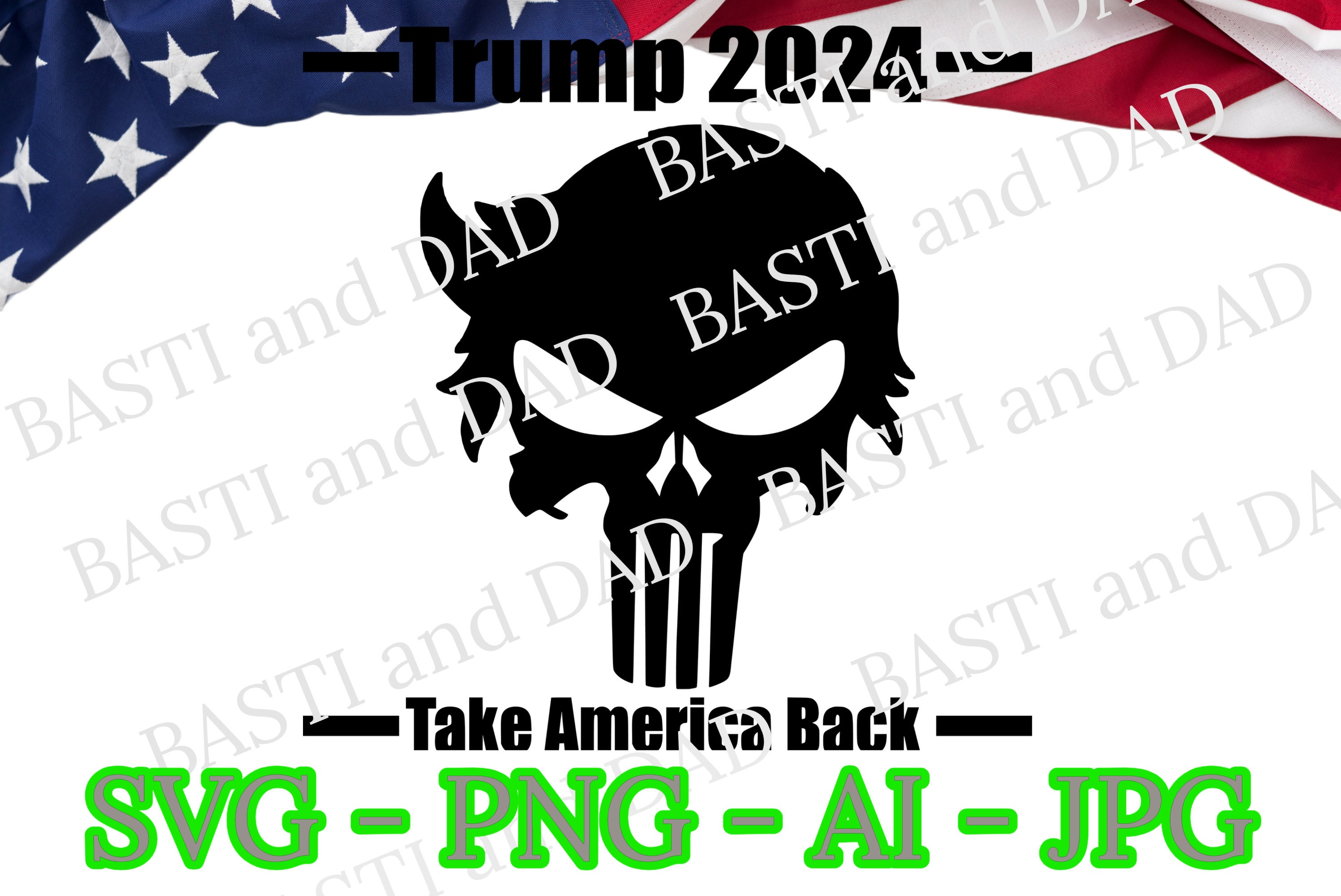 Trump Punisher Skull 2024 SVG Png Punisher Trump Flag Skull - Etsy
