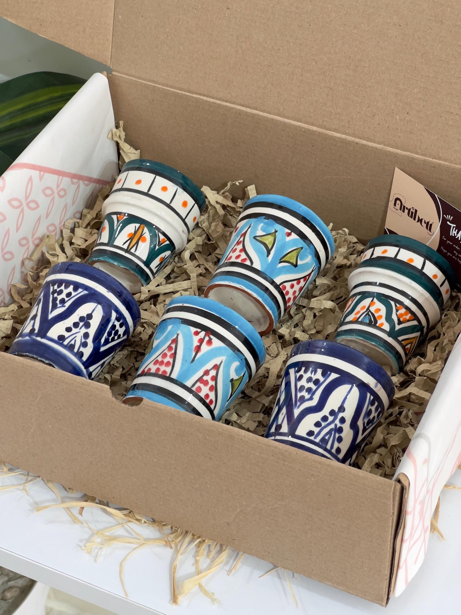 Moroccan Handmade Ceramic Mugs Set - Unique Gift Box - Colorful Mug ...