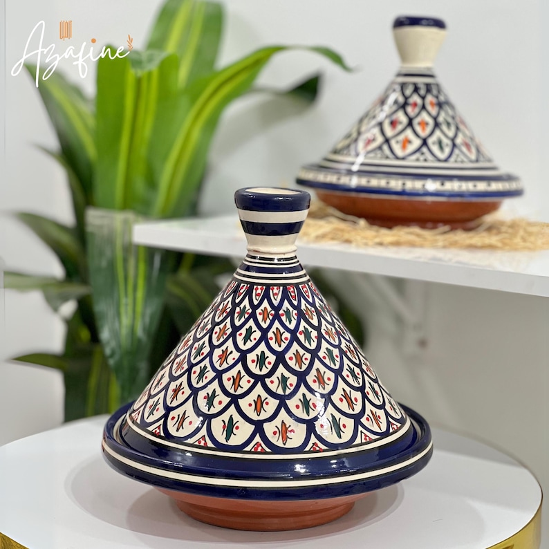Moroccan Ceramic Tagine Pot, Cooking & Serving Tagine, Hand-painted ...