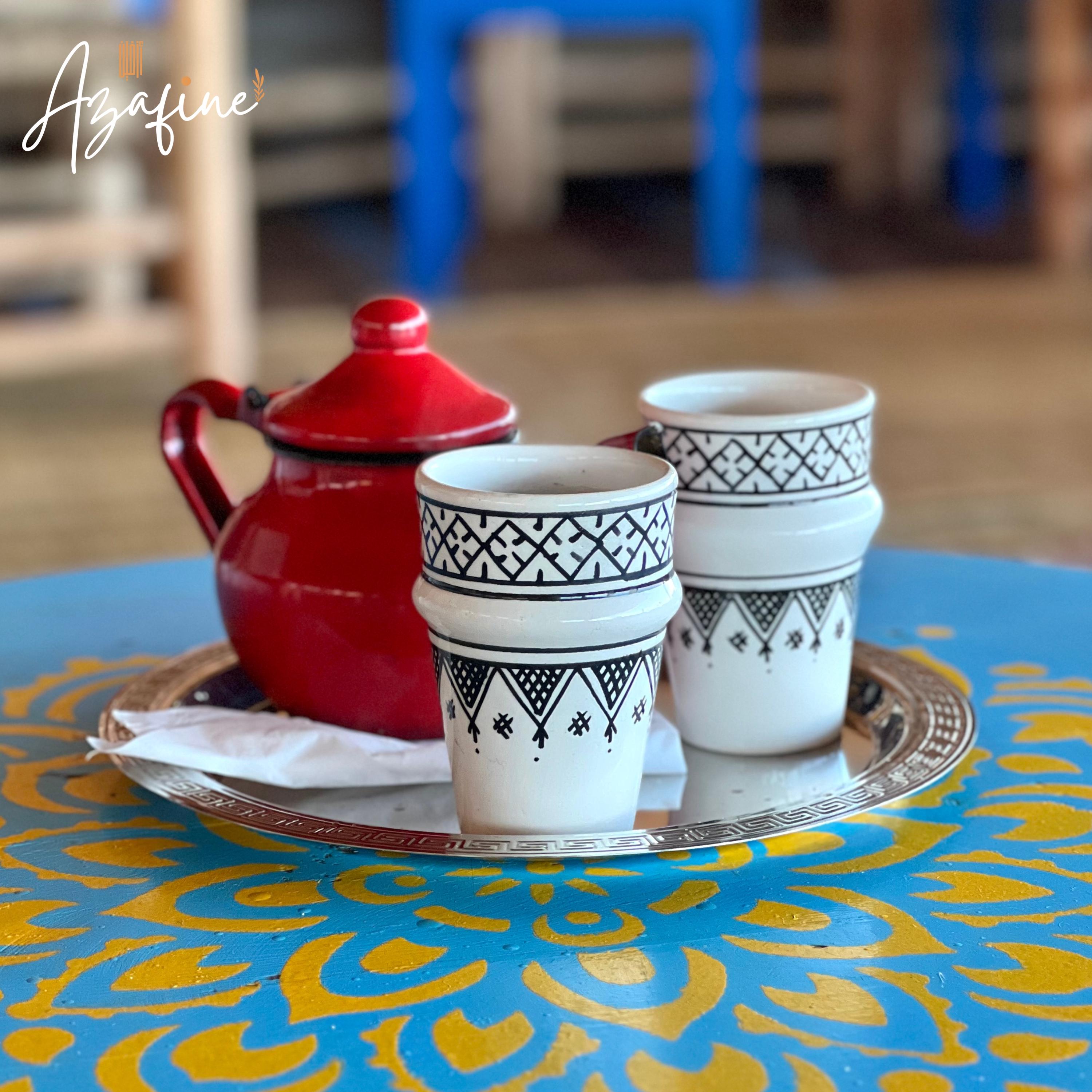 Set of 6 Handmade Cups - Moroccan Handmade Tea Cups - Artisanal Pottery ...