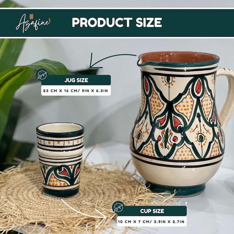 Moroccan Handmade Carafe Set - Handmade Ceramic Drink Set - Ceramic ...