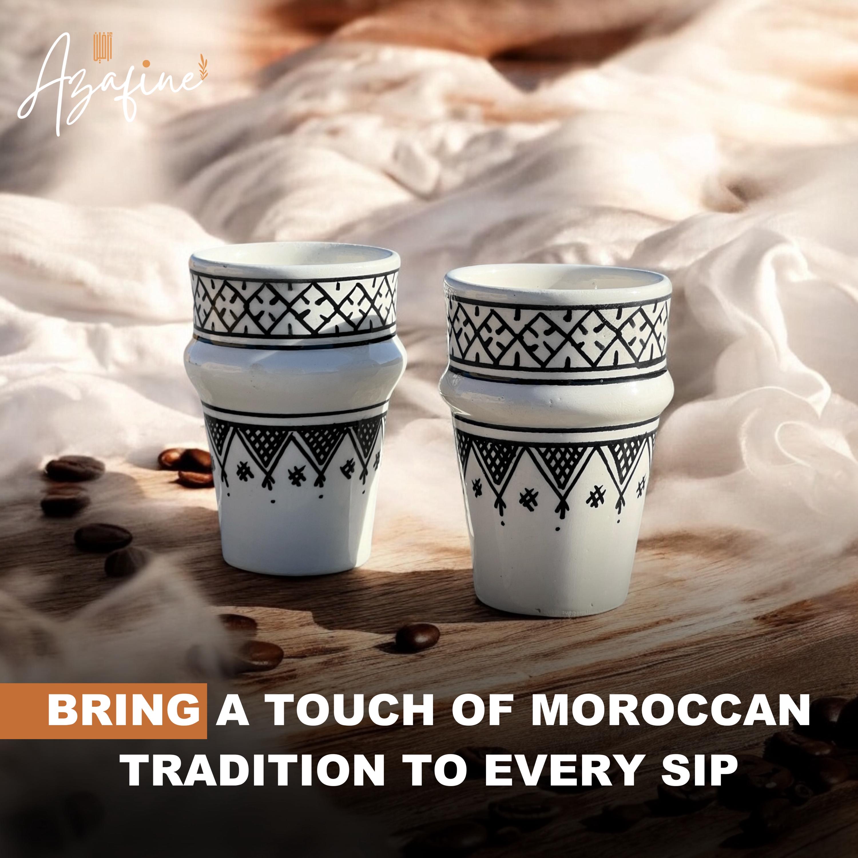 Set of 6 Handmade Cups - Moroccan Handmade Tea Cups - Artisanal Pottery ...