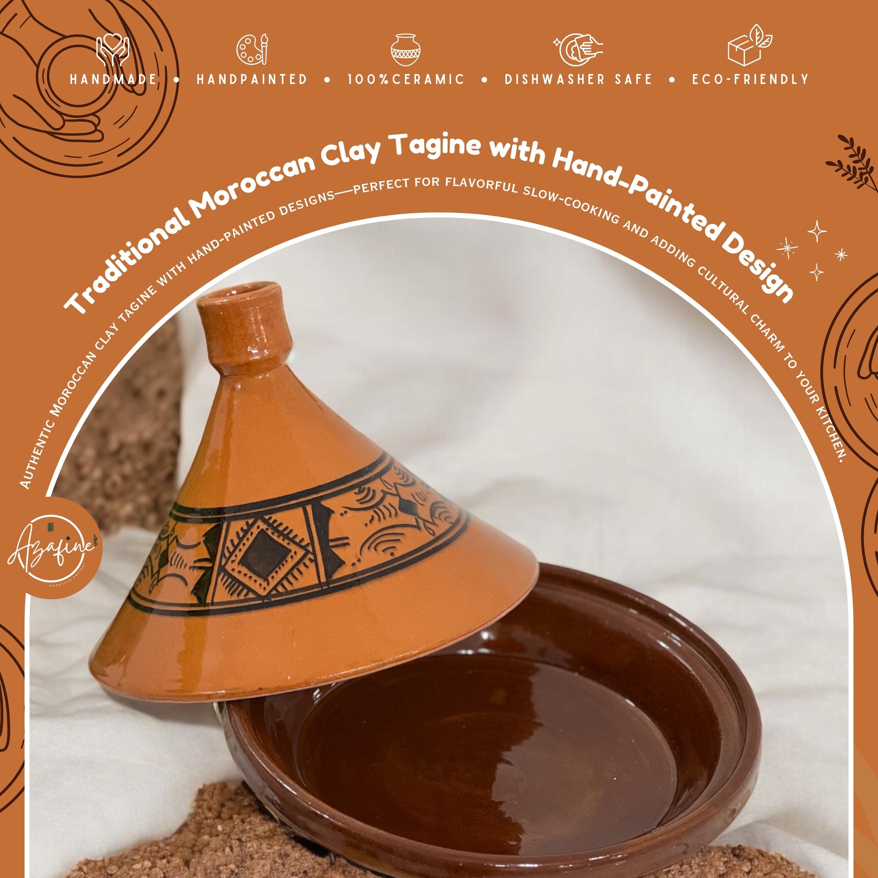 Moroccan Ceramic Tagine Pot, Cooking & Serving Tagine, Hand-painted ...