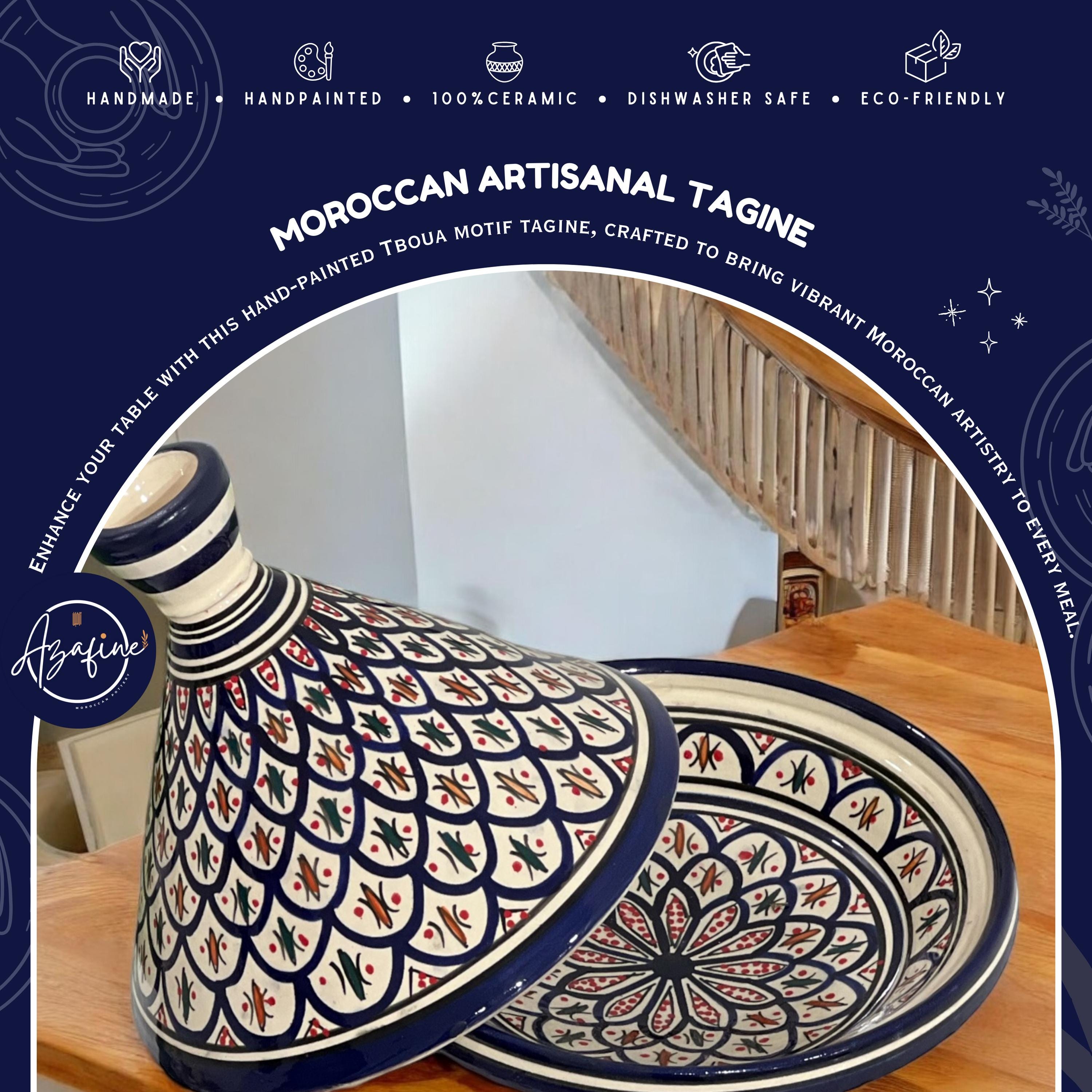 Moroccan Ceramic Tagine Pot, Cooking & Serving Tagine, Hand-painted ...