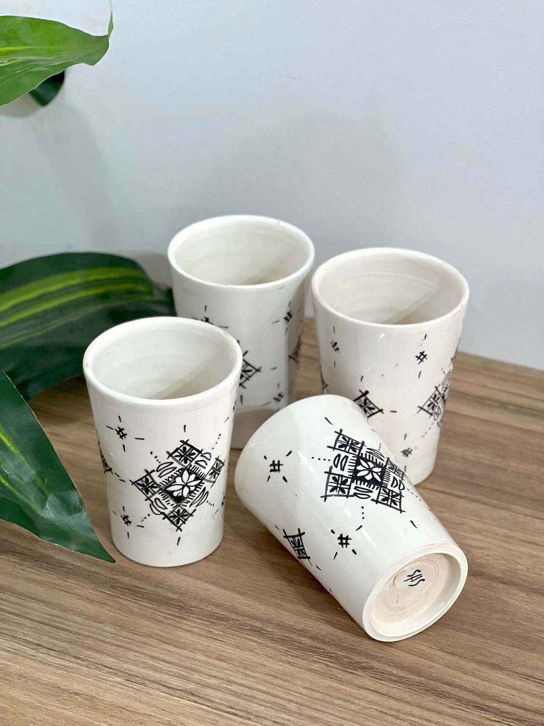 Set of 4 Moroccan Handmade Ceramic Pottery Mug, Mugs With Moroccan ...