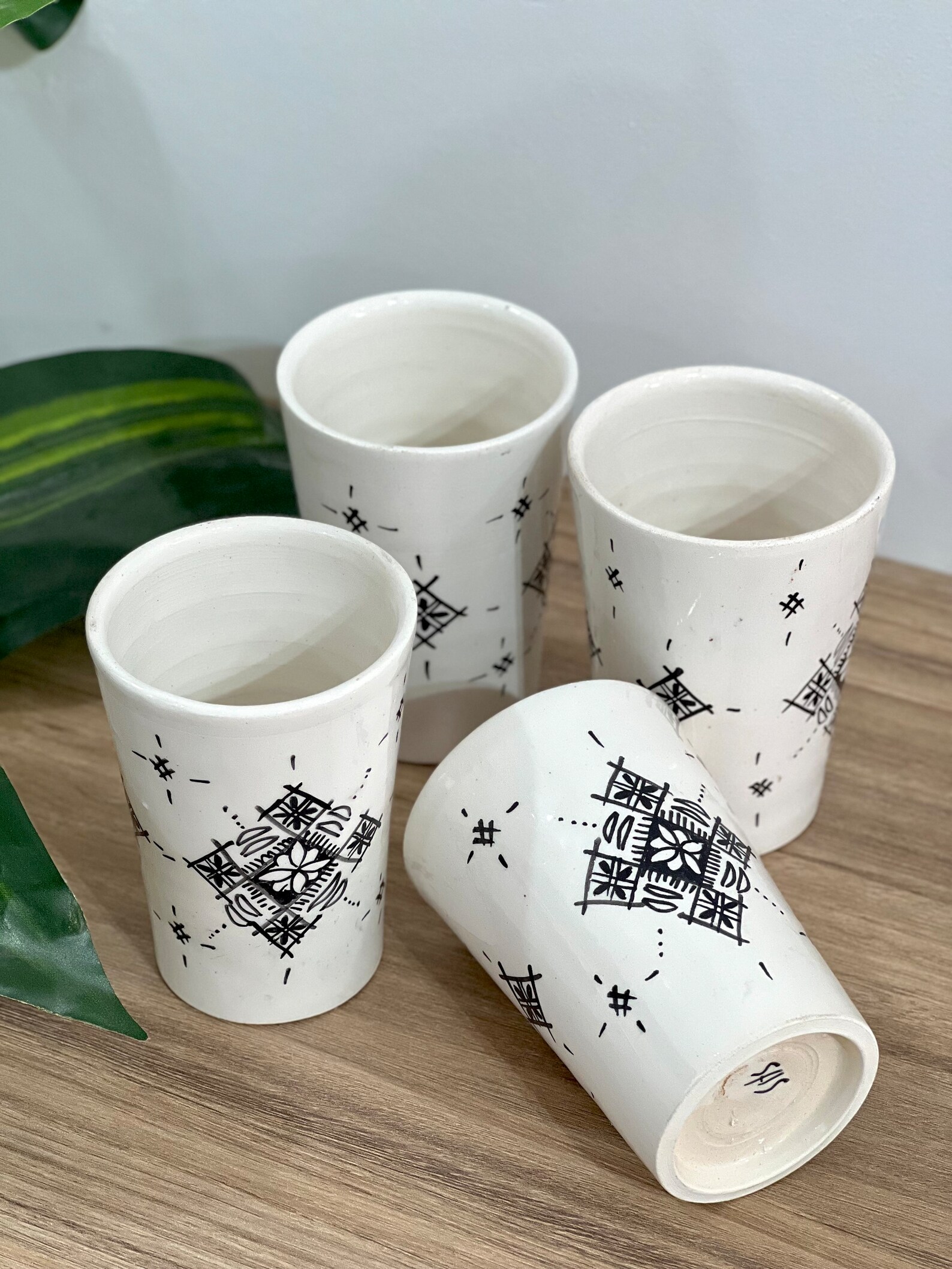 Set of 4 Moroccan Handmade Ceramic Pottery Mug, Mugs With Moroccan ...