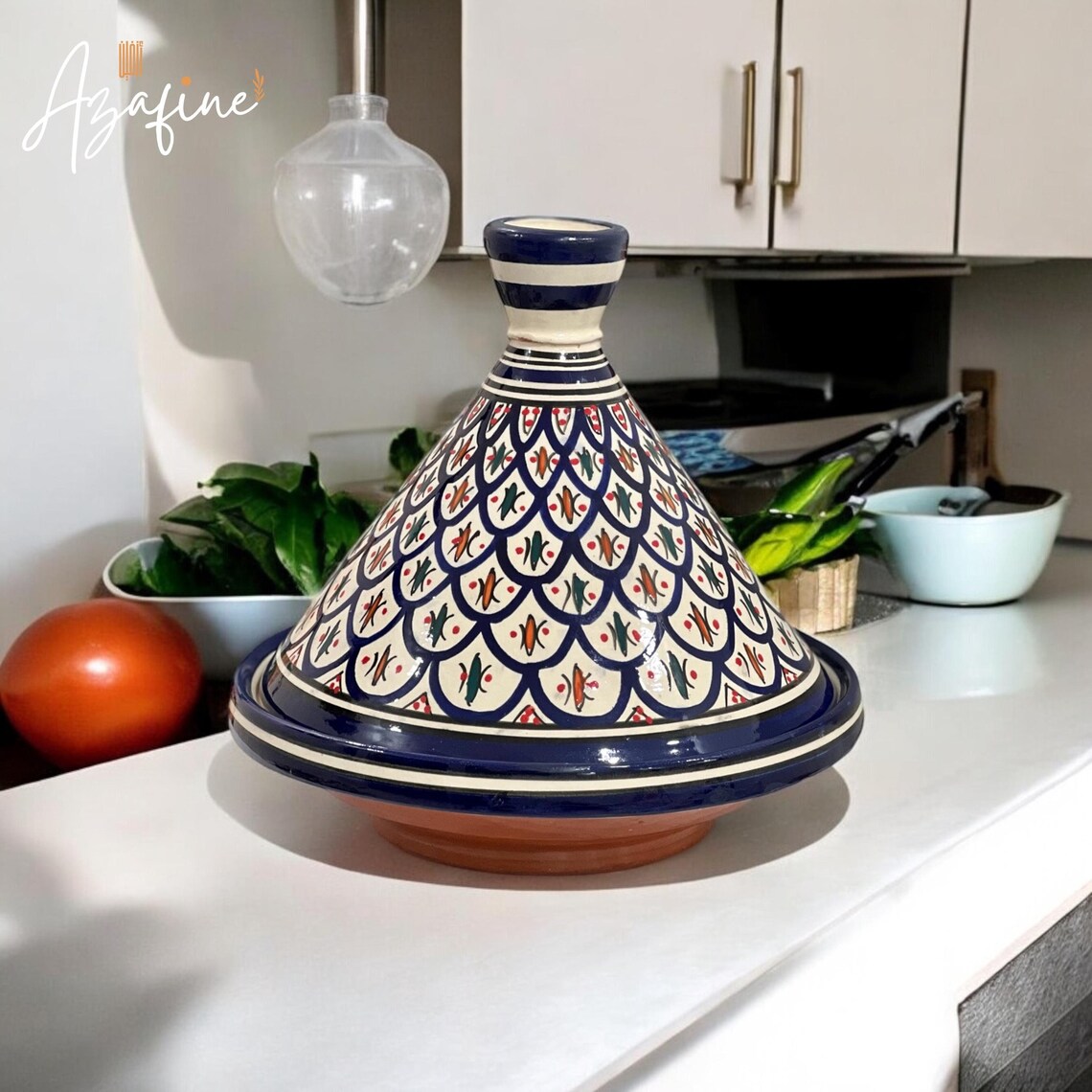 Moroccan Ceramic Tagine Pot, Cooking & Serving Tagine, Hand-painted ...