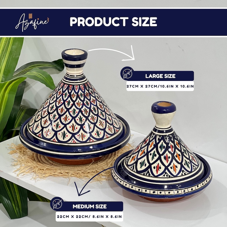 Moroccan Ceramic Tagine Pot, Cooking & Serving Tagine, Hand-painted ...