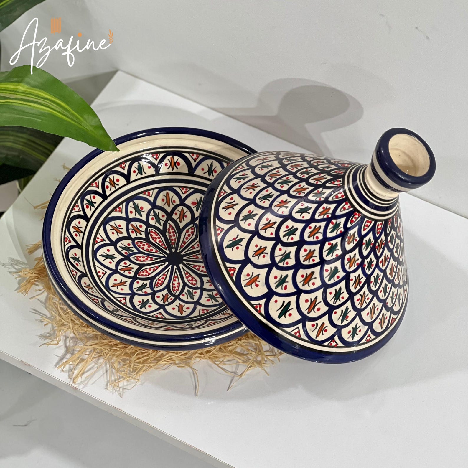 Moroccan Ceramic Tagine Pot, Cooking & Serving Tagine, Hand-painted ...