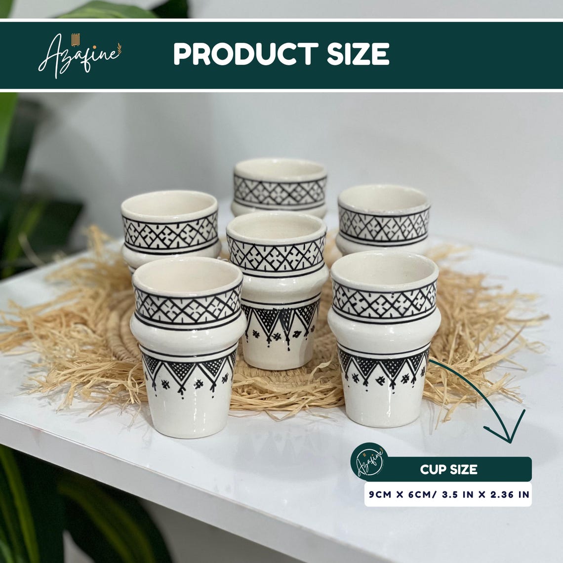 Set of 6 Handmade Cups - Moroccan Handmade Tea Cups - Artisanal Pottery ...