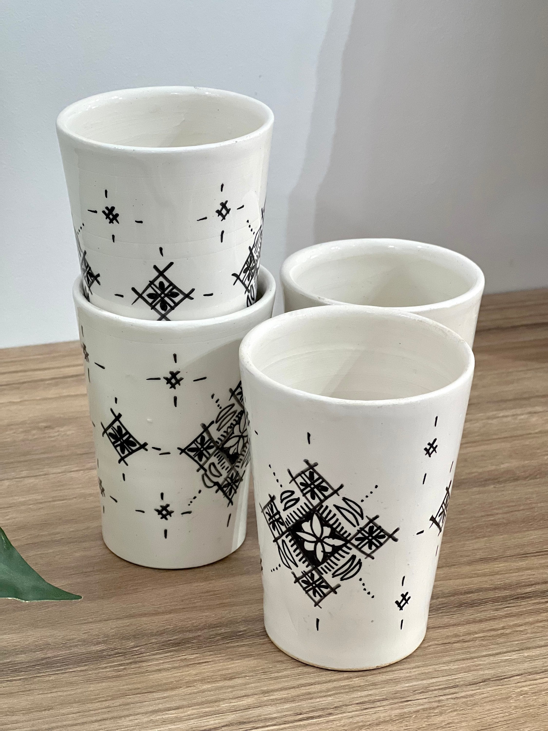 Set of 4 Moroccan Handmade Ceramic Pottery Mug, Mugs With Moroccan ...