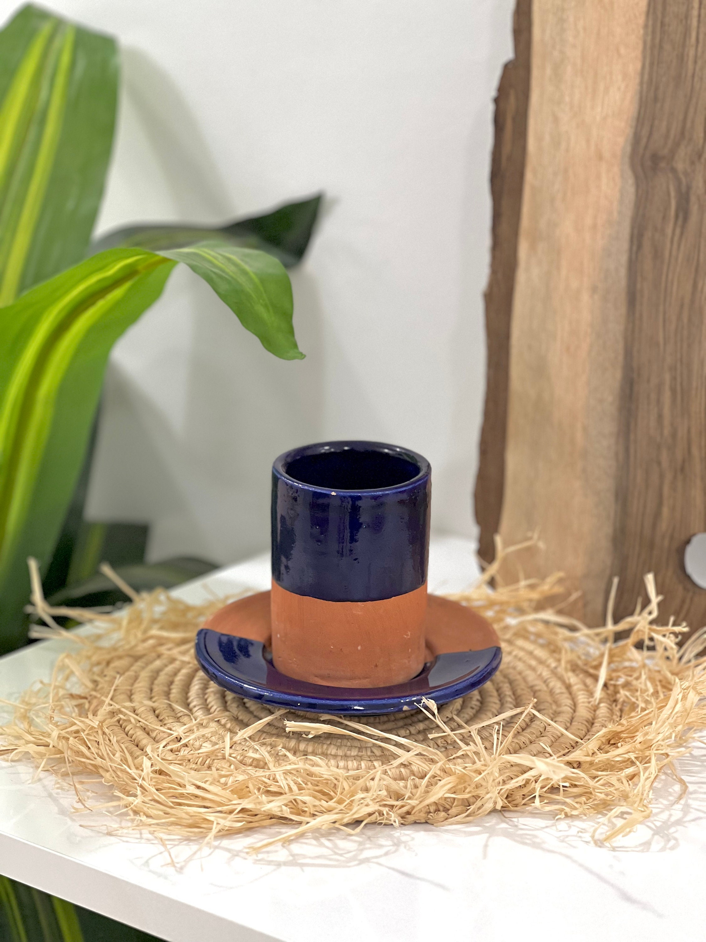 Moroccan Handmade Pottery, Handmade Ceramic Mug With Coaster - Colorful ...