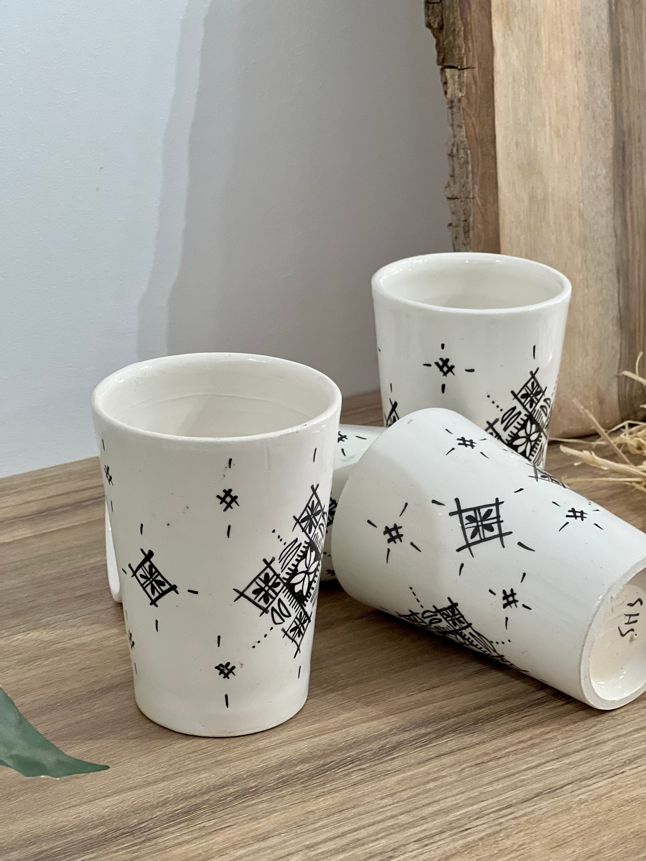 Set of 4 Moroccan Handmade Ceramic Pottery Mug, Mugs With Moroccan ...