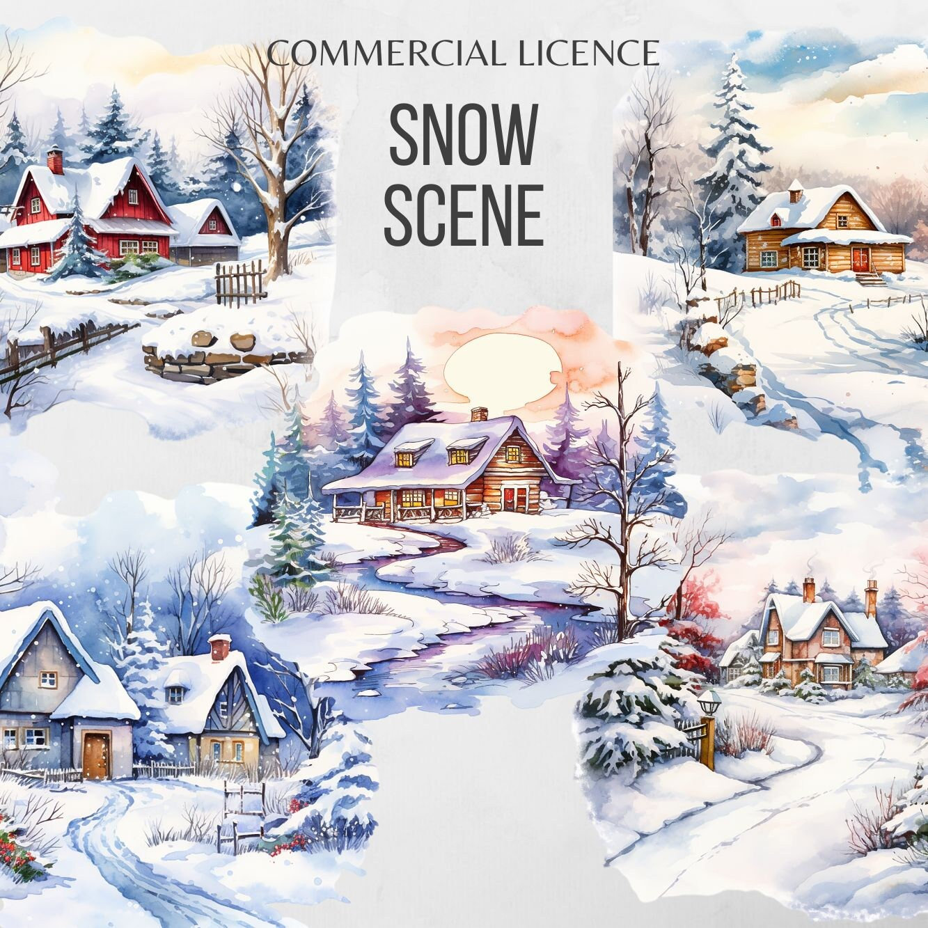 Snow Scene Clipart Christmas Scene PNG Christmas Printable Winter ...