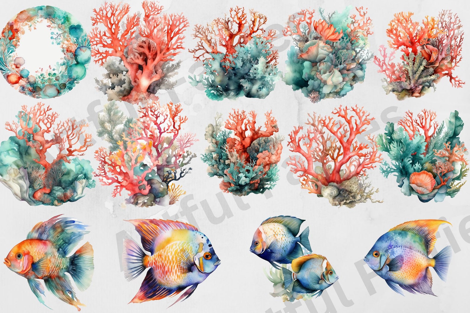 Coral Clipart Sea Life Clipart Ocean Clipart Under the Sea PNG Coral ...