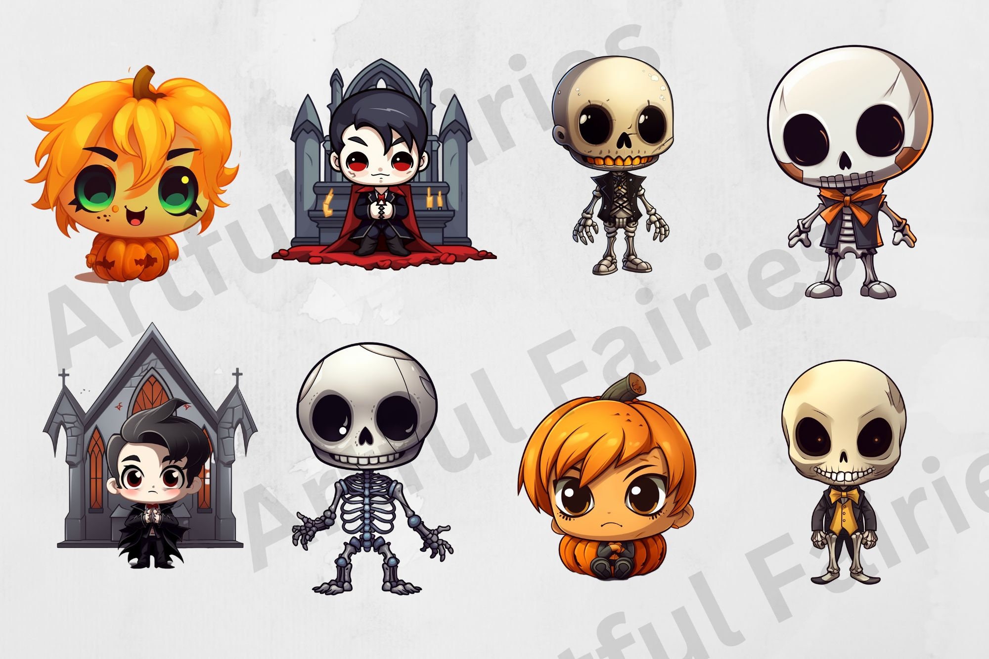 Kawaii Halloween Clipart Cute Halloween PNG Chibi Clipart Kawaii ...
