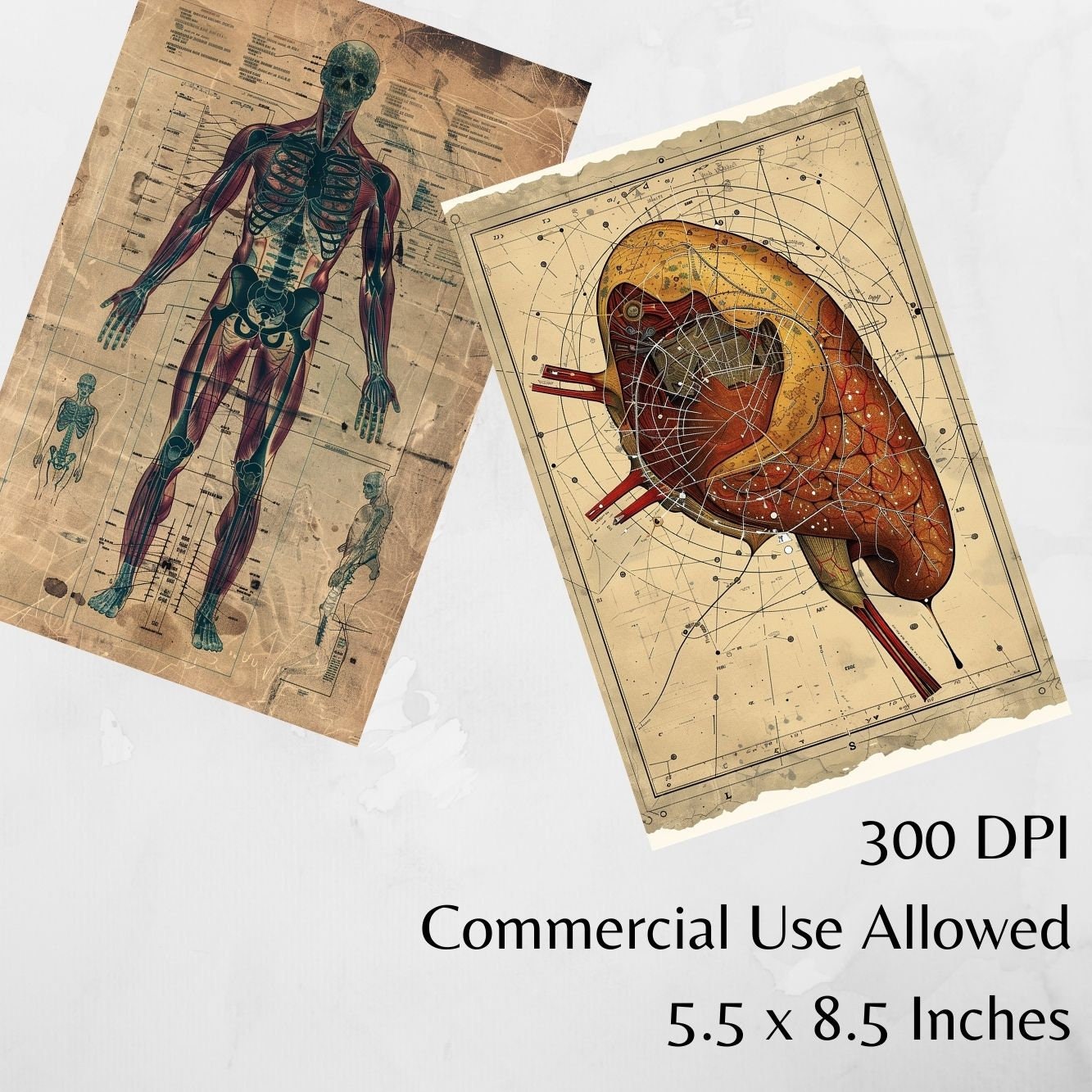 Human Anatomy Ephemera Clipart Bundle Digital Planner Junk Journal ...