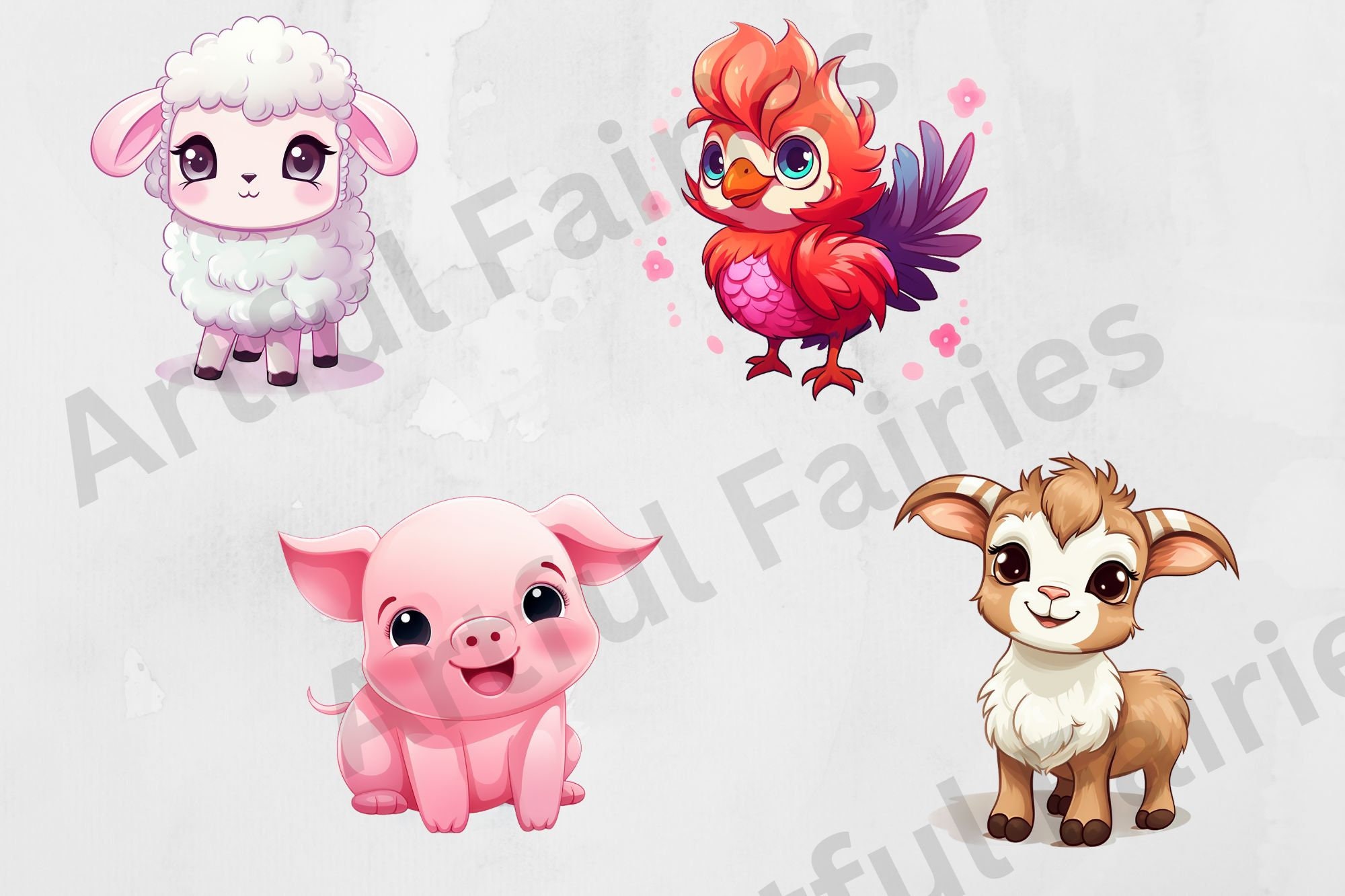 Kawaii Clipart Cute Animal Stickers Kawaii Stickers Farm Animals Baby ...