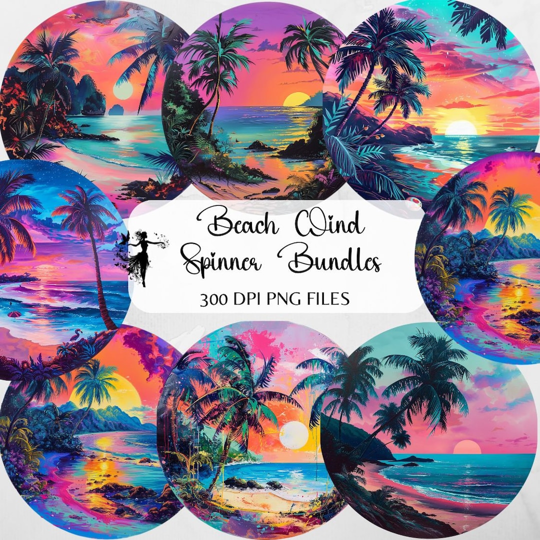 Beach Wind Spinner PNG Bundle Neon Spinner Sublimation Design Wind ...