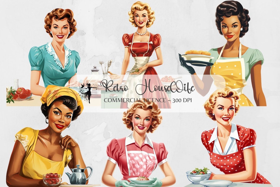 Retro Housewife Clipart 50s PNG 50s Housewife Retro Clipart Retro ...