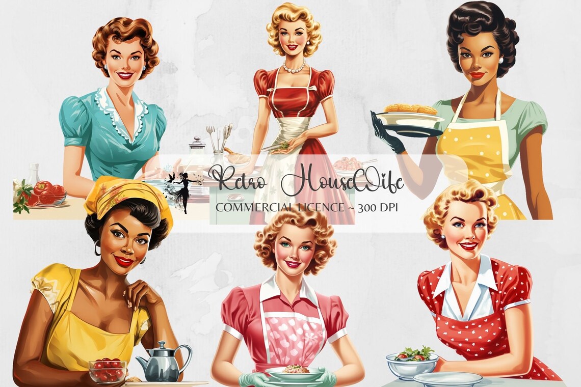 Retro Housewife Clipart 50s PNG 50s Housewife Retro Clipart Retro ...