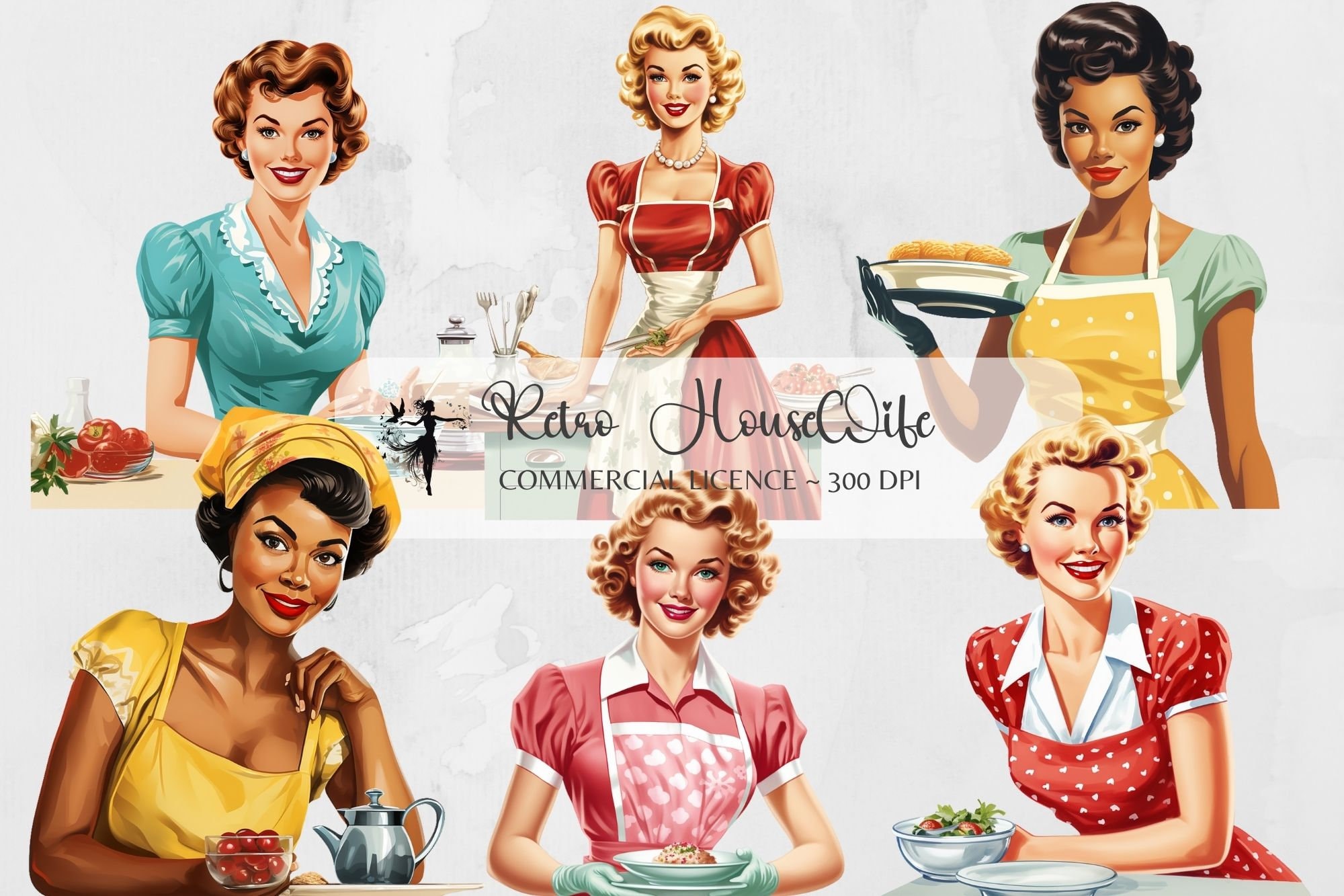 Retro Housewife Clipart 50s PNG 50s Housewife Retro Clipart Retro ...