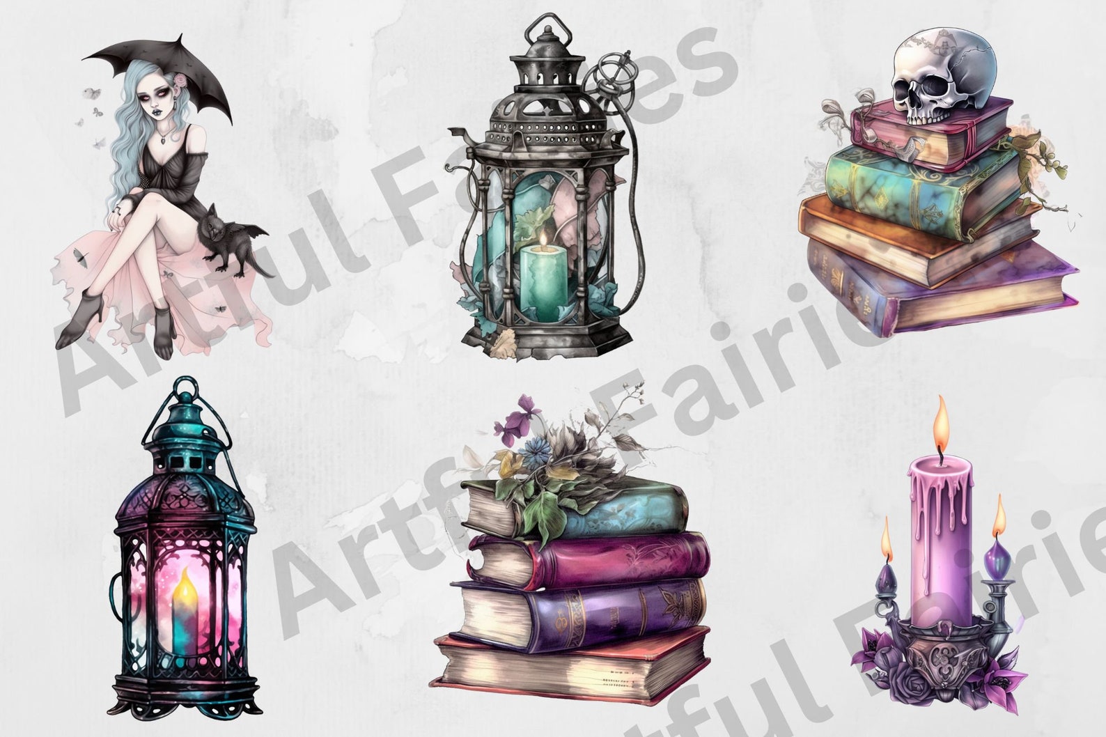 Pastel Goth Clipart Goth PNG Cute Halloween Clipart Bundle Emo - Etsy