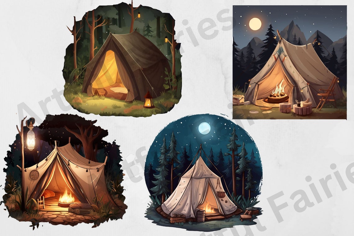 Tent Clipart Campfire PNG Camping Clipart Travel Clipart - Etsy