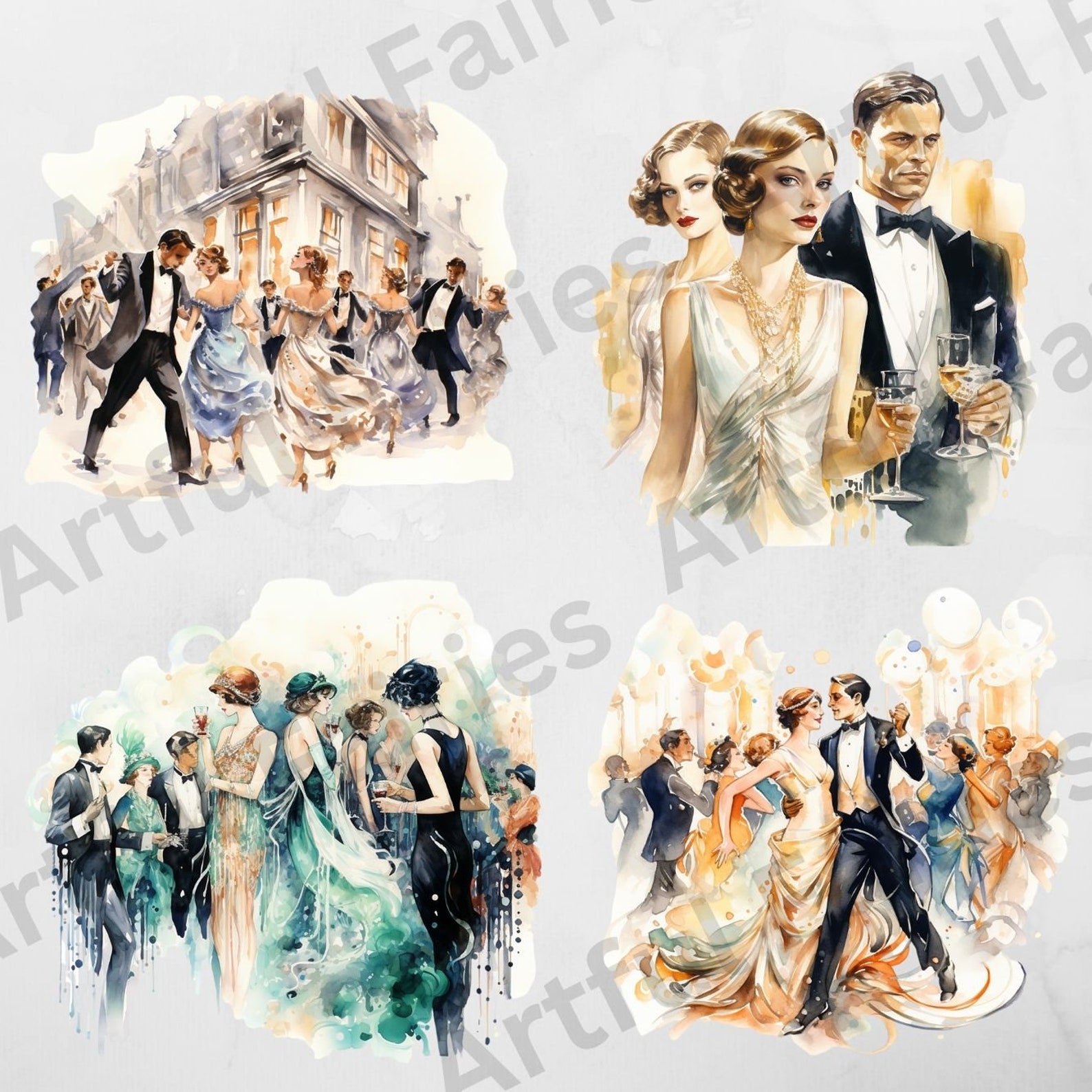 1920s Party Clipart Flapper Clipart Flapper Dress PNG Retro People ...